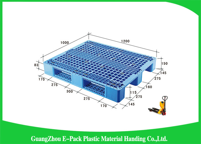 Double Sides 4 - Way Stackable Plastic Pallets , Plastic Skids Pallets ...