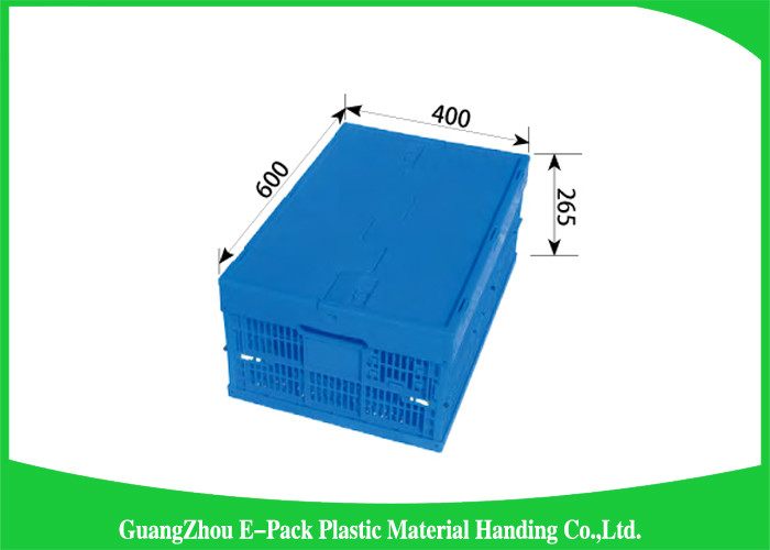 Collapsible Storage Crate With Attached Lids , Portable Plastic Folding ...