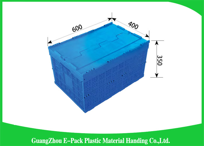 Attached Lids Folding Plastic Crates Big Capacity Transport Moving Eco ...