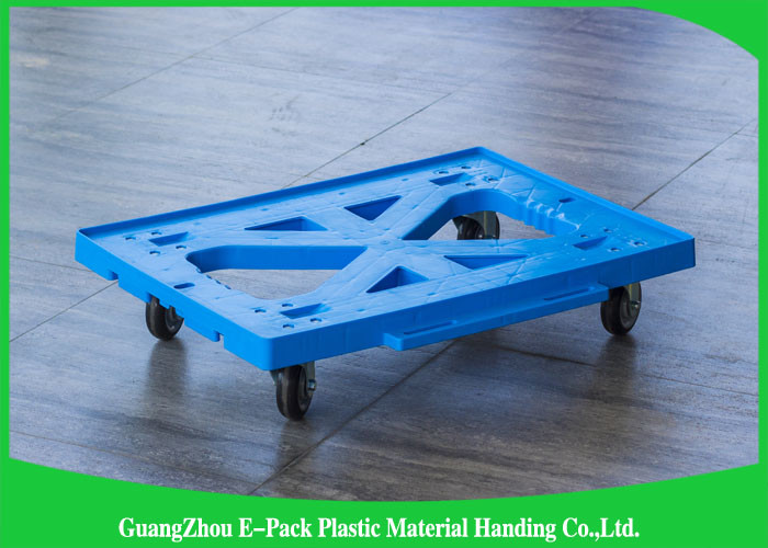 Flat Blue Plastic Moving Dolly Four Wheels 100% PP Materials For Industrial