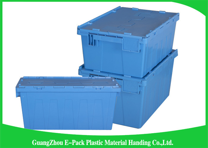 60L Plastic Attached Lid Containers Heavy Duty Stackable Moving 600 * ...