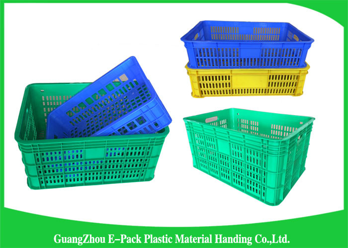 50.4L HDPE Plastic Food Crates / scratch proof stackable plastic ...