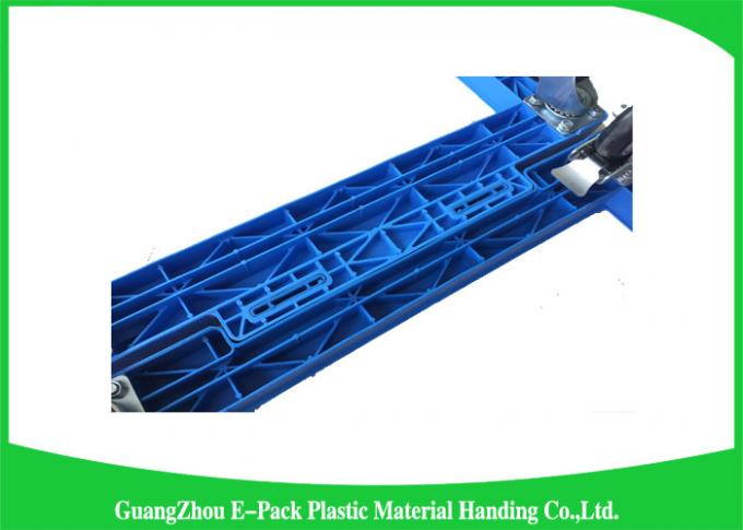 Flat Blue Plastic Moving Dolly Four Wheels 100% PP Materials For Industrial