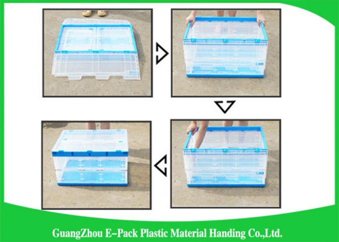 55L Supermarket Transport collapsible plastic storage bins / folding ...