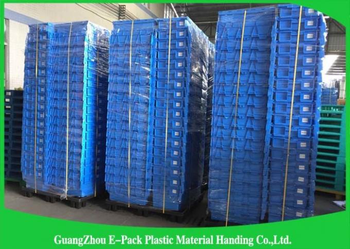Packaging Distribution Totes With Hinged Lid , Logistic Big Plastic ...