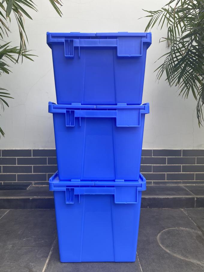 Impact Resistance Plastic Attached Lid Containers For Industrial