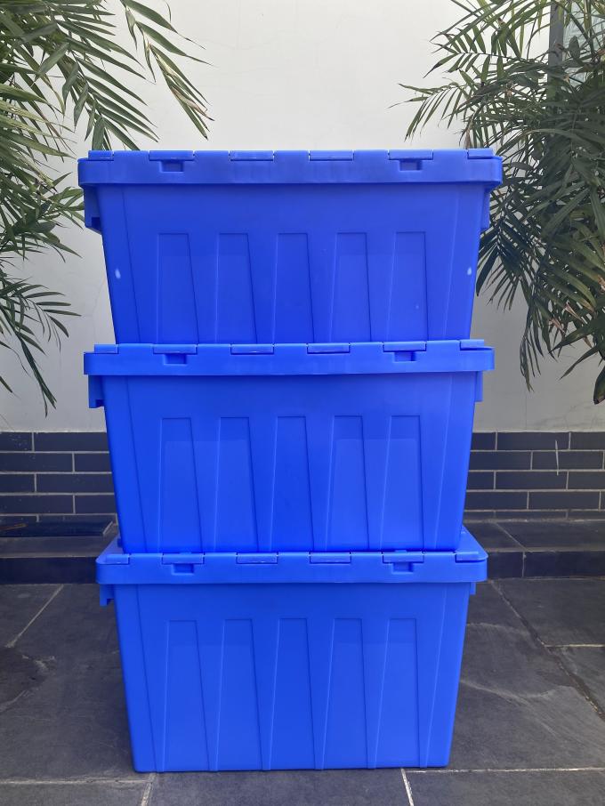 Impact Resistance Plastic Attached Lid Containers For Industrial