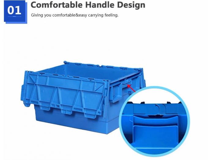 Logistics Movable Plastic Attached Lid Containers Customized Logo